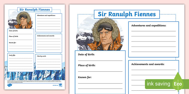 Sir Ranulph Fiennes Fact File Template, Ranulph, explorer