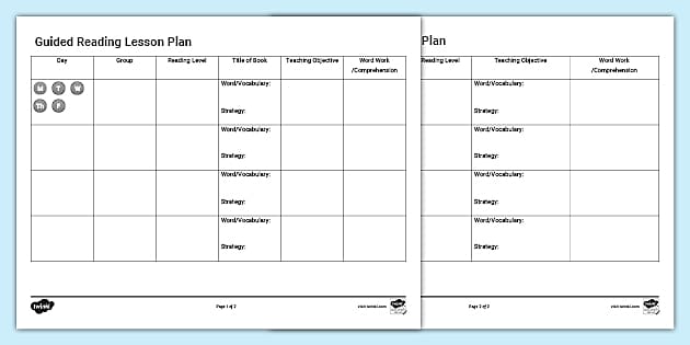 Editable Guided Reading Lesson Plan Template ELA Resources
