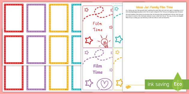 * NEW * Ideas Jar: Family Film Time