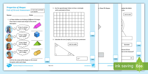 👉 Year 6 Properties of Shapes End-of-Strand Assessment
