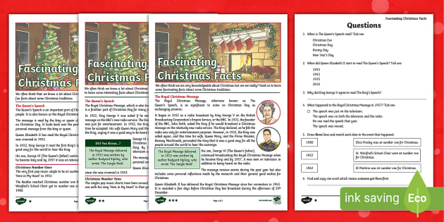 LKS2 Fascinating Christmas Facts Differentiated Reading Comprehension ...
