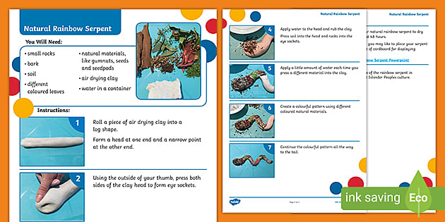 FREE! - Natural Rainbow Serpent Craft Instructions | Twinkl