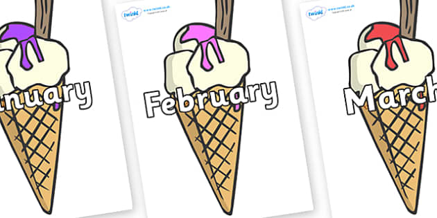 FREE! - Months of the Year on Ice Cream Cones to Support Teaching on ...