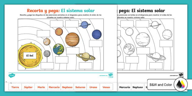 Recorta y pega: El sistema solar (teacher made) - Twinkl