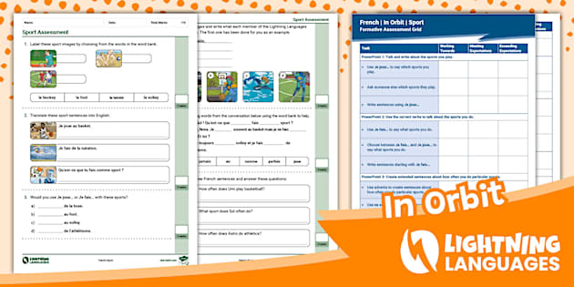 👉 French Lightning Languages Sport Assessment Test Pack