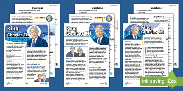 UKS2 | King Charles III Reading Comprehension Pack - Twinkl