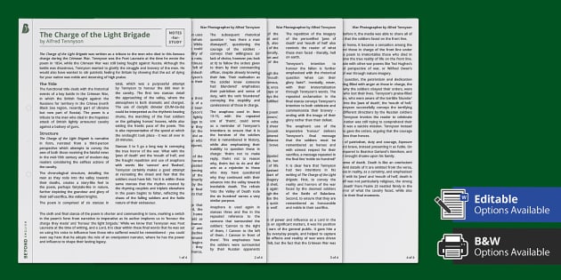 AQA Poetry: The Charge of the Light Brigade - Revision Notes | Beyond