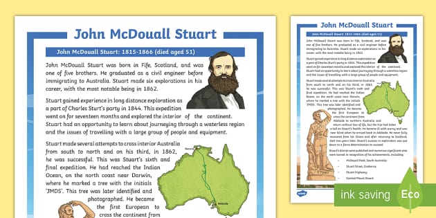Australian Early Inland Explorers – John McDouall Stuart Fact File