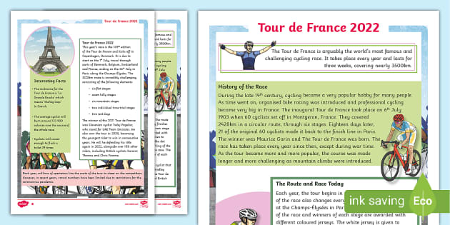 UKS2 Tour de France 2020 Differentiated Reading Comprehension Activity