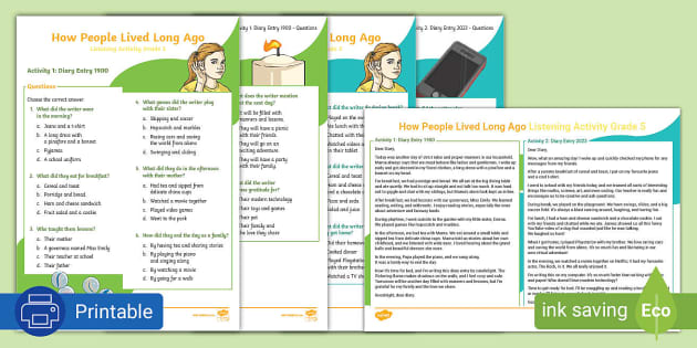 How People Lived Long Ago - Listening Activity Grade 5