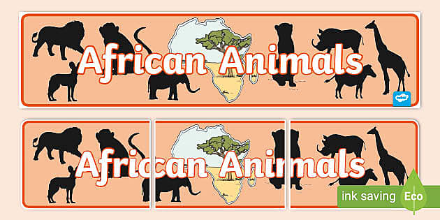 African Animals Display Banner - animal silhouettes