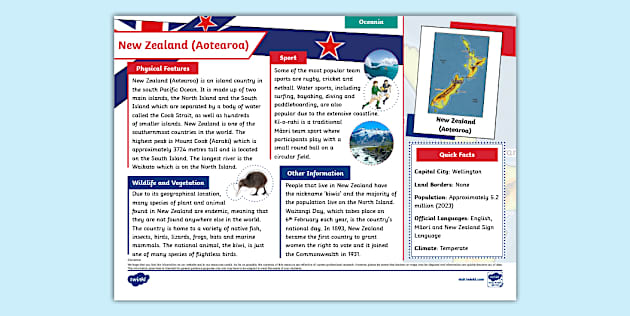 Facts and Activities about New Zealand for Kids - Twinkl
