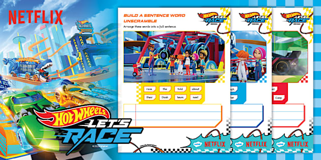 Hot Wheels: Build a Sentence Word Unscramble Worksheets