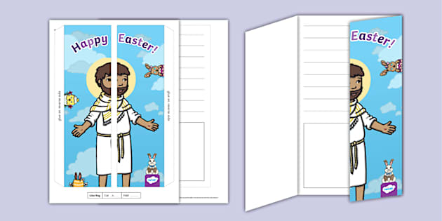 Happy Easter Folding Writing Template - Twinkl