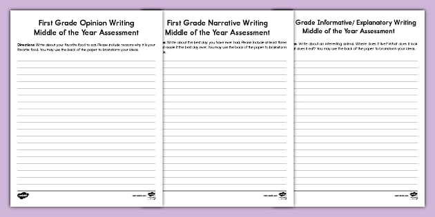 First Grade Middle of the Year Writing Assessment - Twinkl