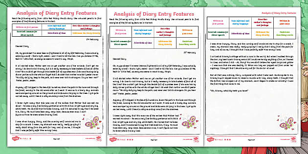 KS2 Diary Entry Example with Features Highlighted | Twinkl