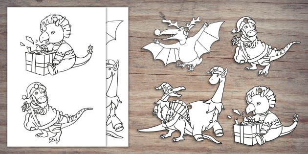 christmas dinosaur coloring pages