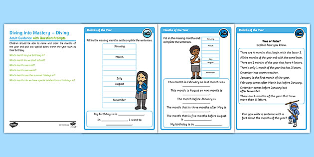Year 1 Mastery: Dates (Months of the Year) Activity Cards