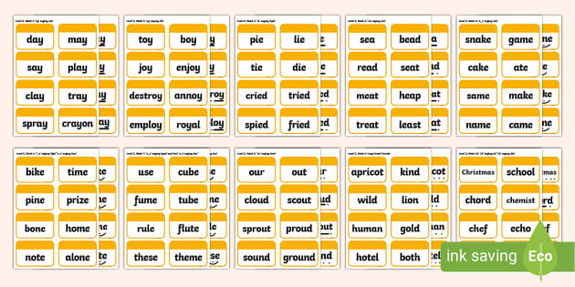 Level 5 Double-Sided Decodable Word Cards - KS1 - Twinkl