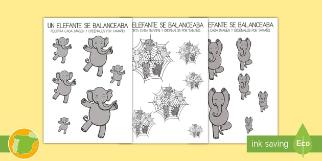 Ordenar tamaños: Un elefante se balanceaba (teacher made)