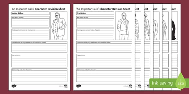 An Inspector Calls Characters Worksheet | Beyond English