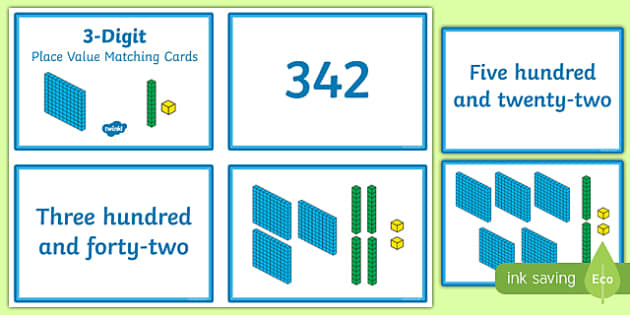 3 Digit Place Value Matching Cards teacher Made 3-digit-place-value-matching-cards-teacher-made