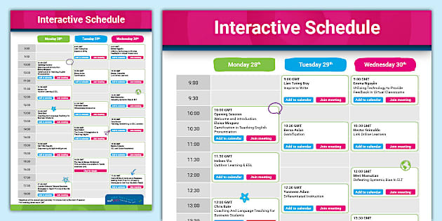 FREE! - * NEW * Global Teach Connect - Twinkl ESL - Interactive Schedule FREE! - * NEW * Global Teach Connect - Twinkl ESL - Interactive Schedule