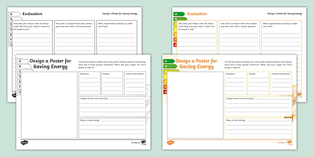Design a Poster for Saving Energy Worksheet - Twinkl