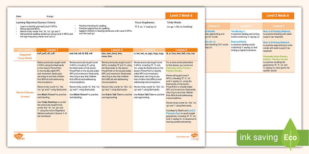 Twinkl Phonics Level 2 Week 6 Weekly Plan - Twinkl