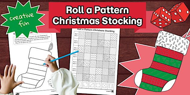 Roll a Pattern Christmas Stocking Art Activity