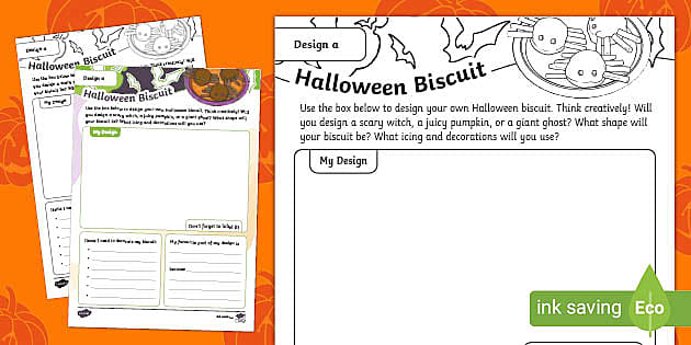 Design a Halloween Biscuit Worksheet (teacher made) - Twinkl