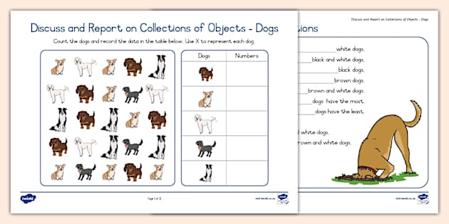 Discuss and Report on Collections of Objects Worksheet: Dogs