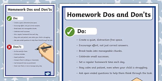 Homework Do's and Don'ts Poster - For Parents (Teacher-Made)