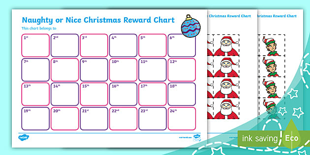 Naughty or Nice Christmas Reward Chart