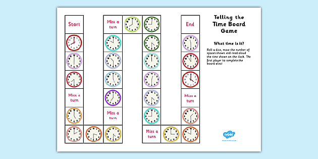  NEW Telling The Time Board Game KS1 O clock And Half Past