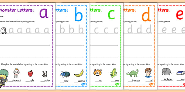 Monster Themed Letter Formation Worksheets (teacher made)