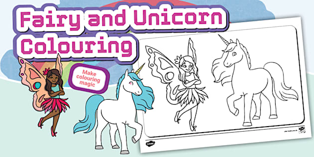 * NEW * Fairy and Unicorn Colouring Page