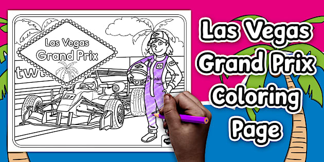 Las Vegas Grand Prix Coloring Page for K-2nd Grade