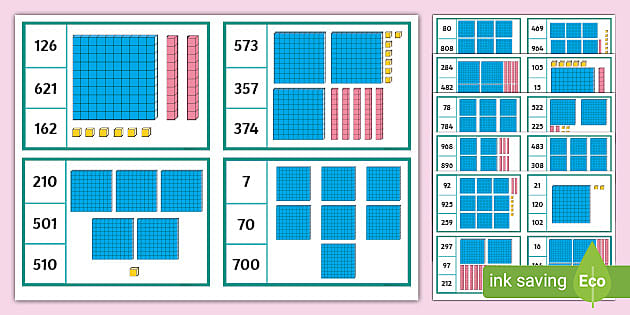 Dienes Hundreds, Tens and Units Place Value Peg Matching Game