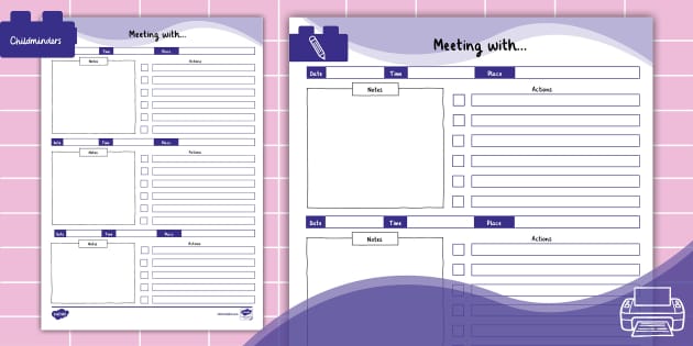 Childminders | Meeting Notes | Teacher Planner - Twinkl