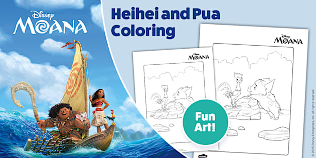 Moana: Heihei and Pua Coloring Page