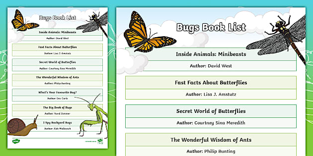 EYLF Bugs Book List (teacher made) - Twinkl