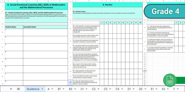 Ontario Junior Grade 4 Math Editable Recording Sheet