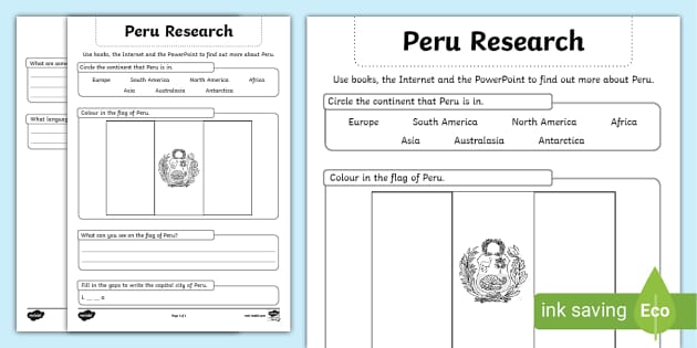 KS1 Peru Research Activity Pack (teacher made) - Twinkl