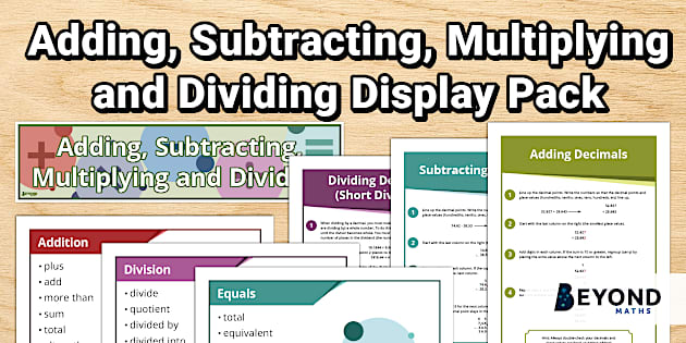 Adding, Subtracting, Multiplying and Dividing Display Pack