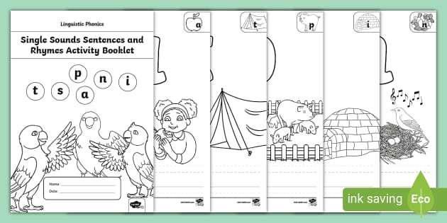 Linguistic Phonics Sentences Rhymes s, a, t, p, i, n Booklet
