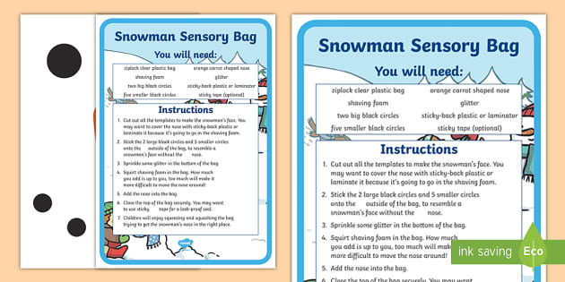 Snowman Sensory Bag