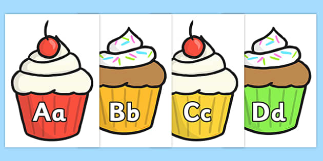 Alphabet on Multicolour Cupcakes (teacher made) - Twinkl