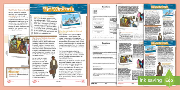 UKS2 The Windrush Differentiated Reading Comprehension