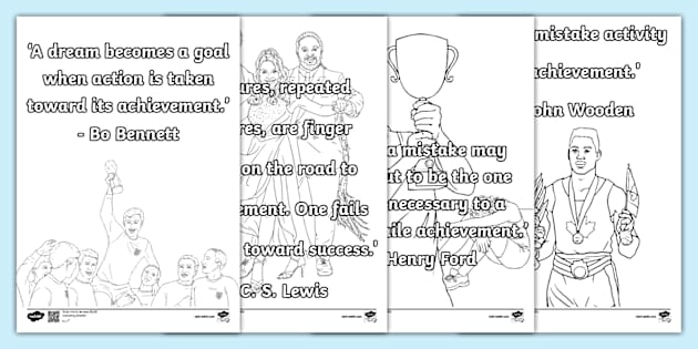 Achievement Quotes Colouring Pages Pack (teacher made)